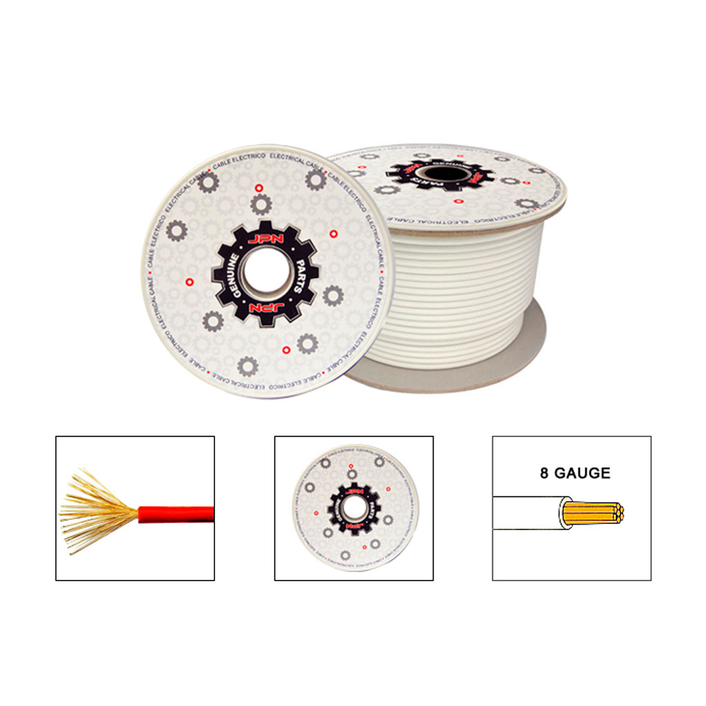 Importaciones ABU S.A. - CABLE ELECTRICO P/CARRO 8G. 100 PIES BLANCO